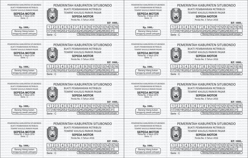 karcis parkir khusus sepeda motor (Pasar Unggas)