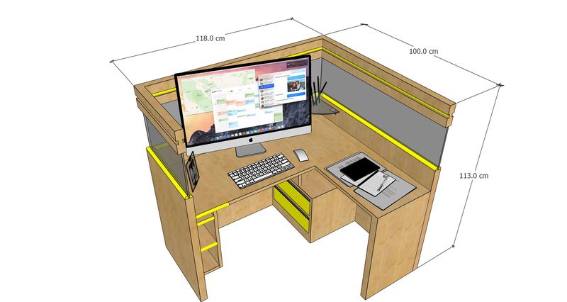 Office Set (Meja Kerja) 1180 x 1130 x 1000 mm