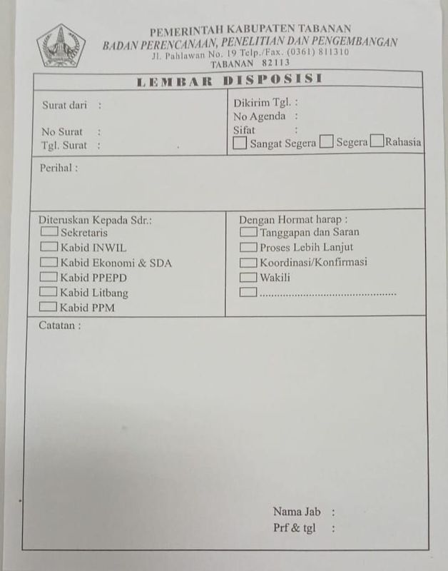 Lembar Disposisi Surat