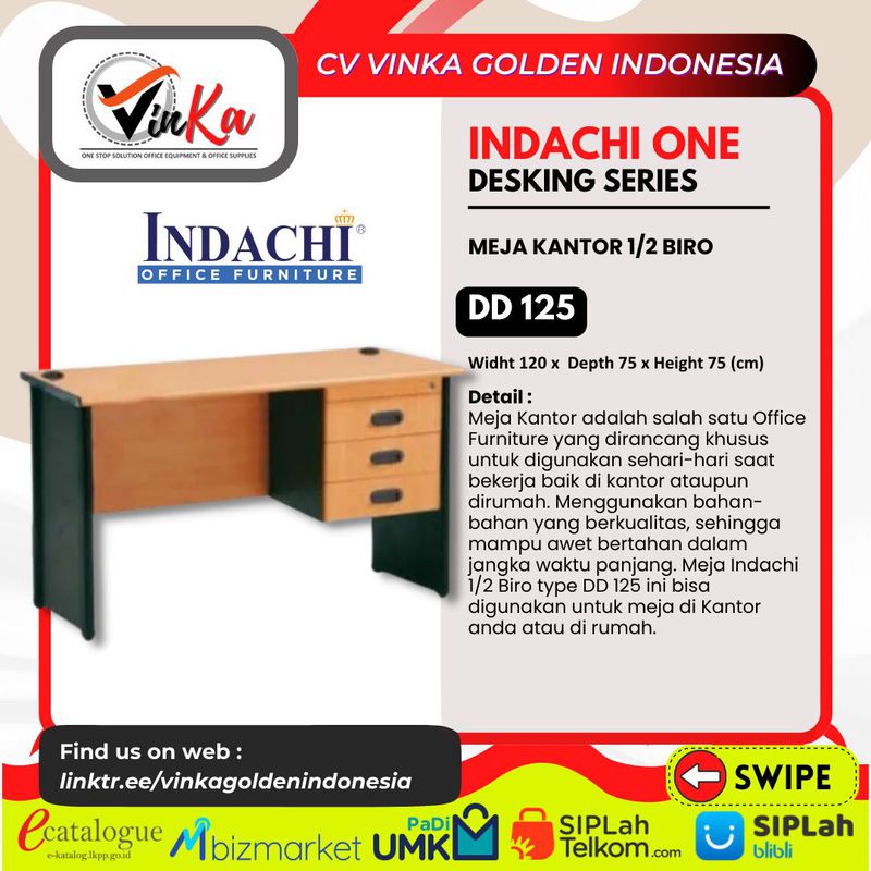 MEJA KANTOR 1/2 BIRO INDACHI ONE SERIES - DD 125