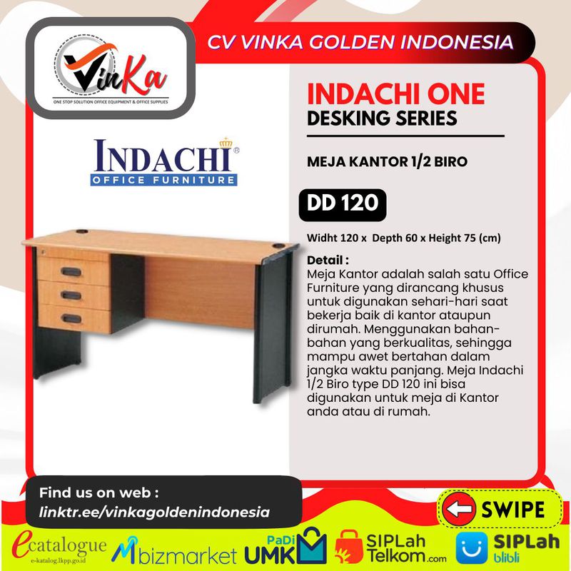 MEJA KANTOR 1/2 BIRO INDACHI ONE SERIES - DD 120