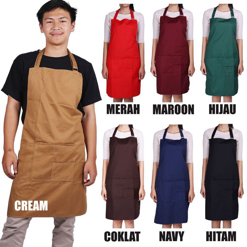 Apron Celemek Masak Bordir - Navy