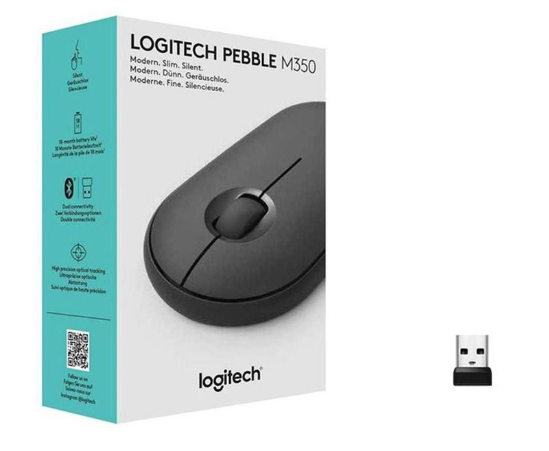 Logitech Pebble M350 Mouse Wireless Bluetooth Slim Silent - Hitam