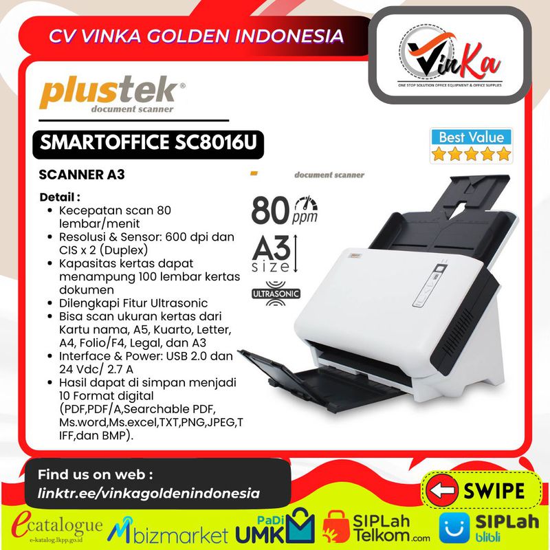 SCANNER A3 PLUSTEK SmartOffice SC8016U