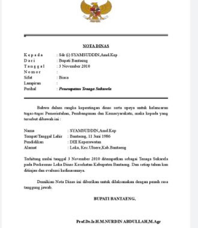 memo dinas/nota dinas