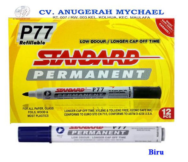 P77 Standard Spidol Permanent Warna Biru