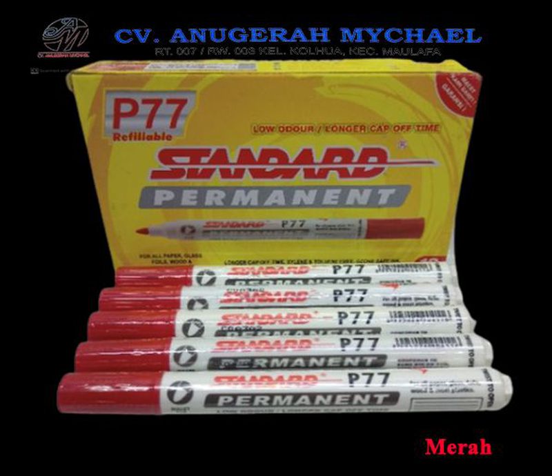P77 Standard Spidol Permanent Warna Merah