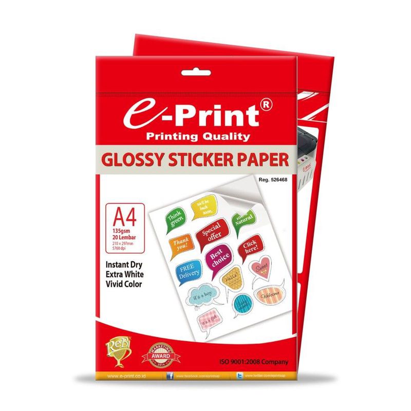 Kertas Foto e-Print Sticker Glossy Paper 135 gsm