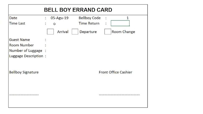 bell boy errand card