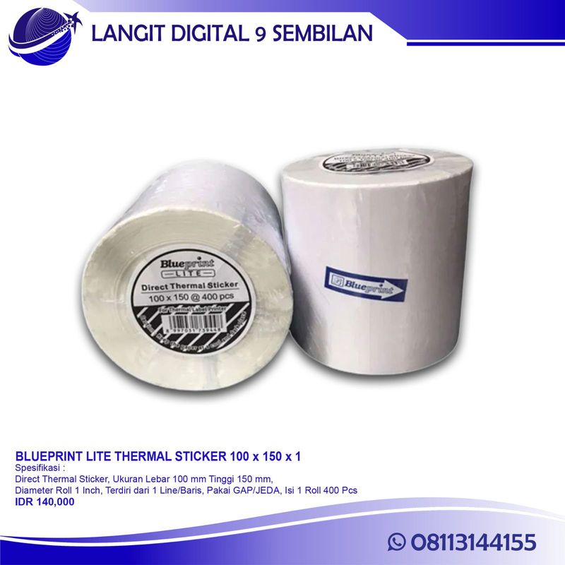 BLUEPRINT LITE THERMAL STICKER 100 X 150 X 1