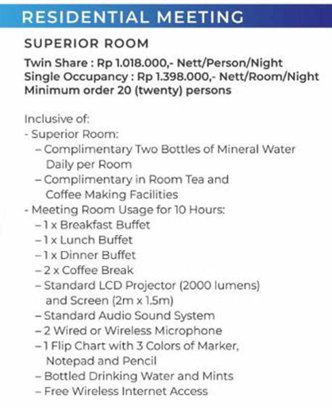 Residential Single Fullboard Meeting