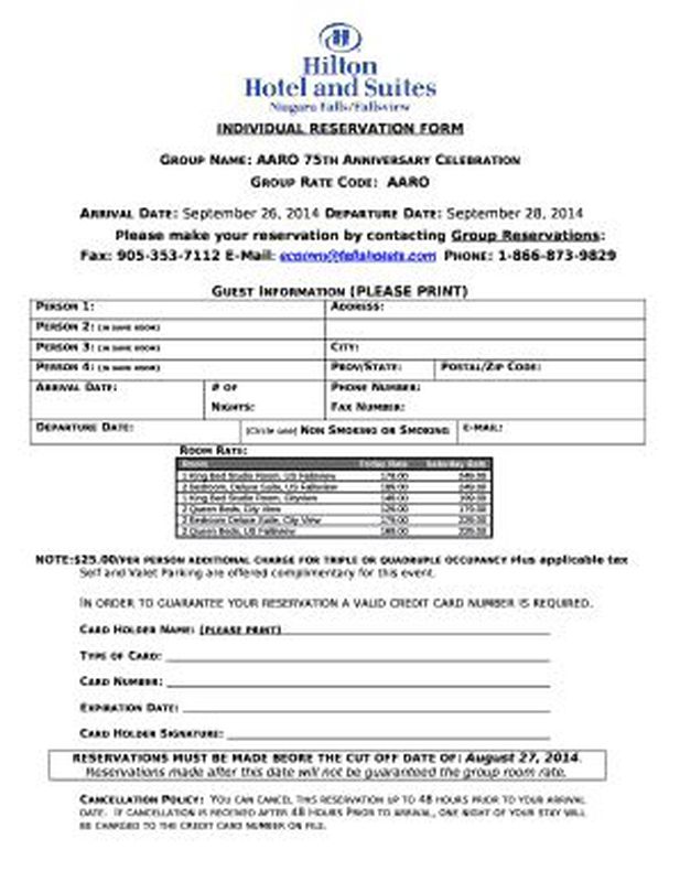 individual reservation form