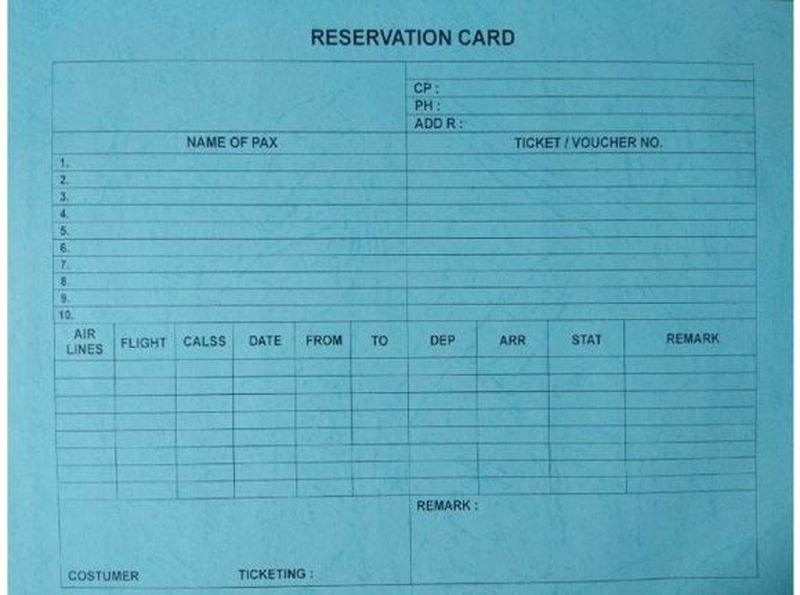 reservation card