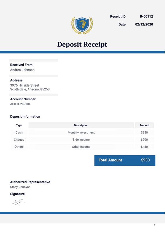 deposit receipt