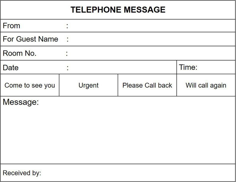 telepon message form