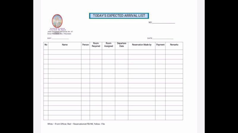 expected arrival list