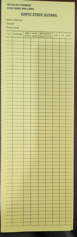 Kartu stock gudang farmasi