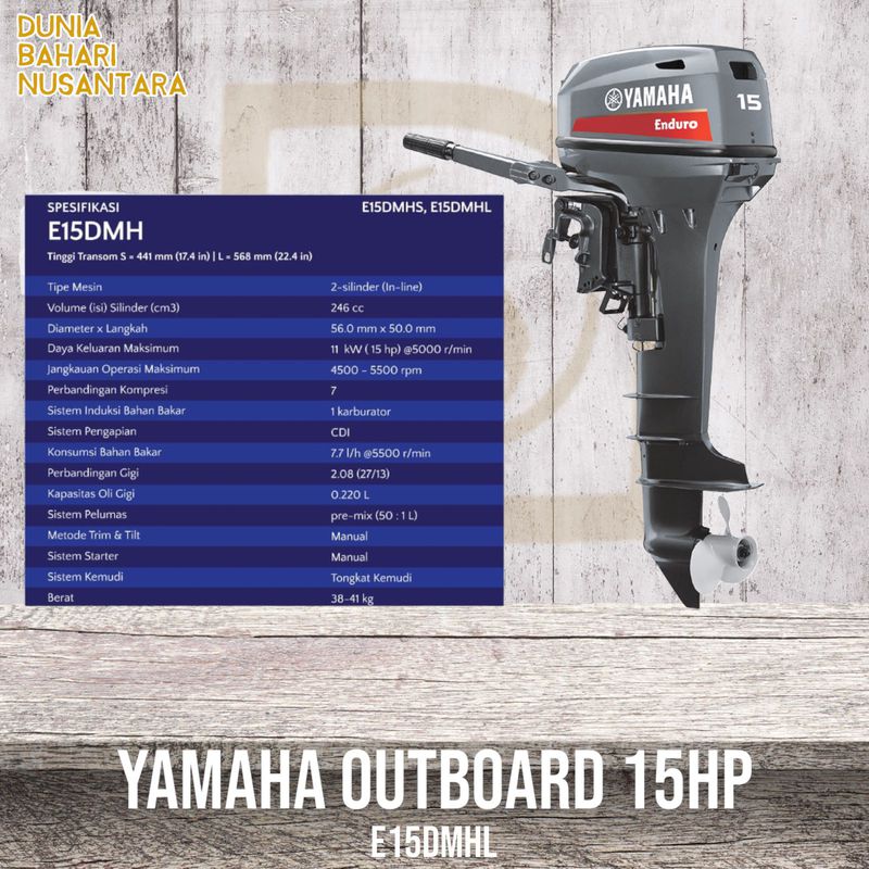 Mesin Tempel Yamaha 15HP ENDURO - E15DMHL