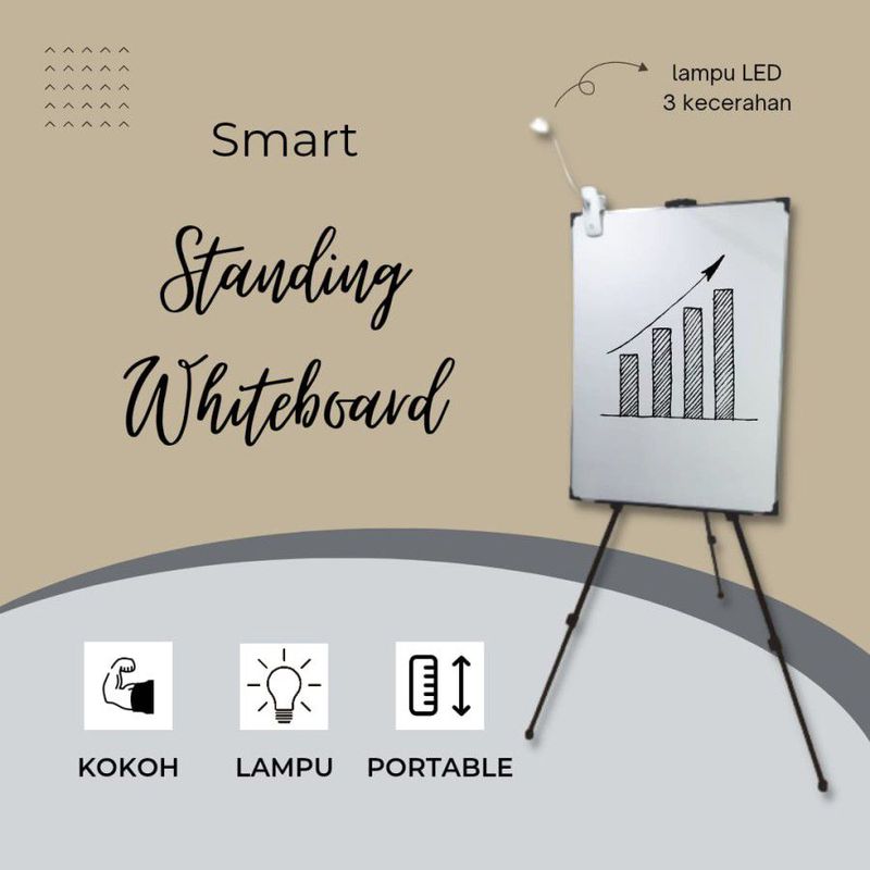 Smart Standing Whiteboard Papan Tulis Berdiri Portable Led Adjustable