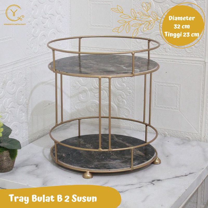 RAK SERBAGUNA - TRAY BULAT B 2 SUSUN - TRAY KUE - RAK BESI - RAK BUMBU ...