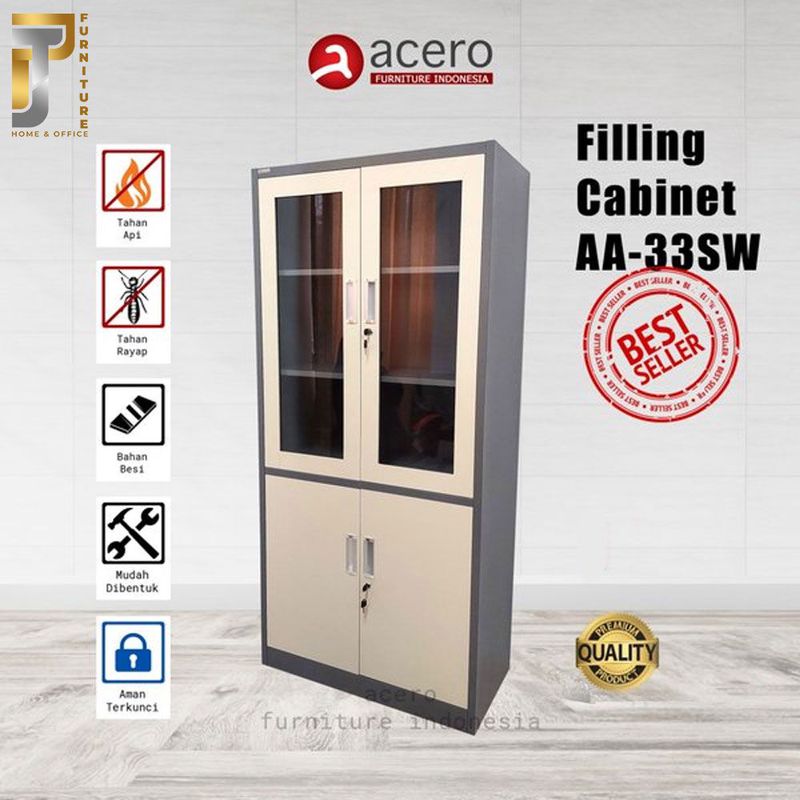 Lemari Arsip 1/2 kaca / Lemari Besi AA 33 SW