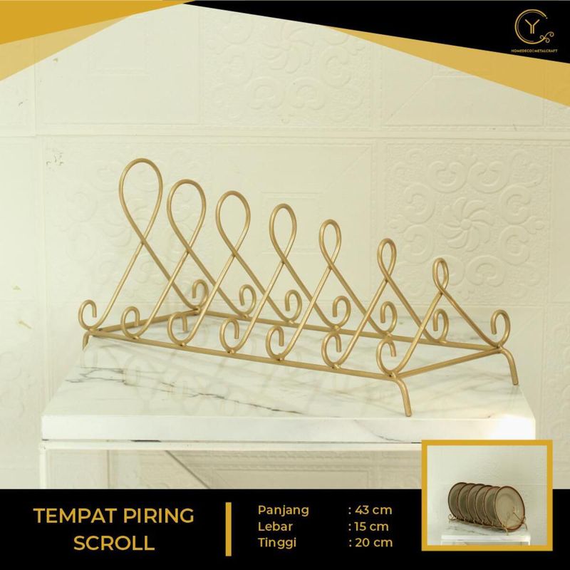 TEMPAT PIRING SCROLL - TEMPAT PIRING - RAK PIRING BESI - Gold