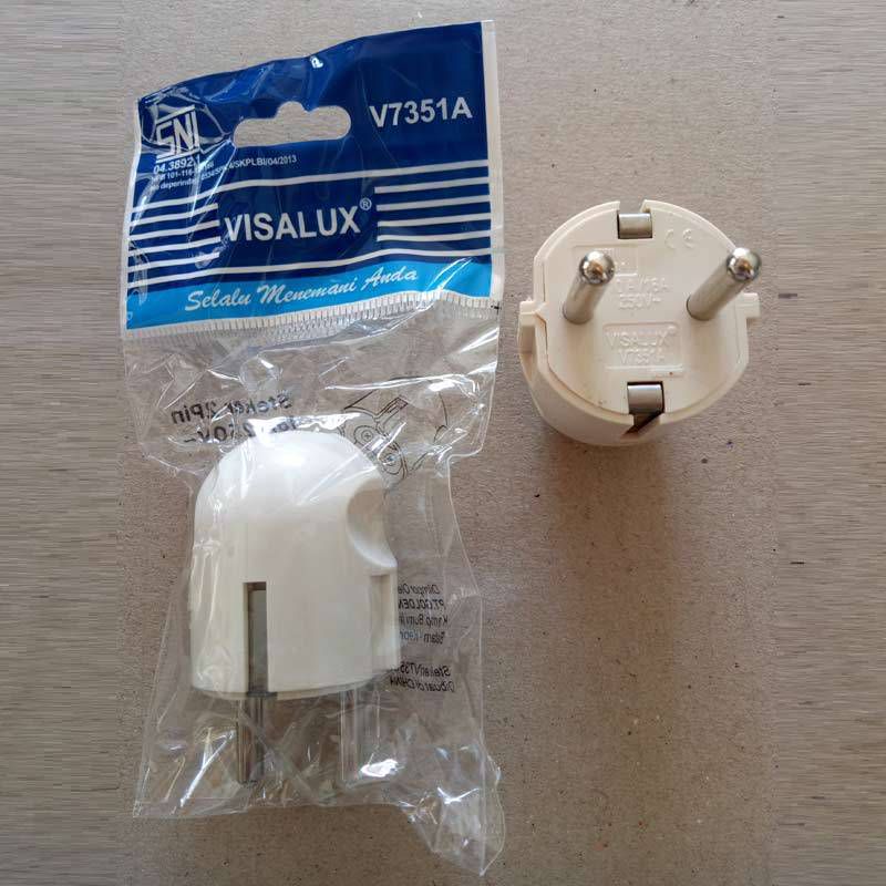 STEKER ARDE VISALUX BULAT PUTIH V 7351A COLOKAN 2P