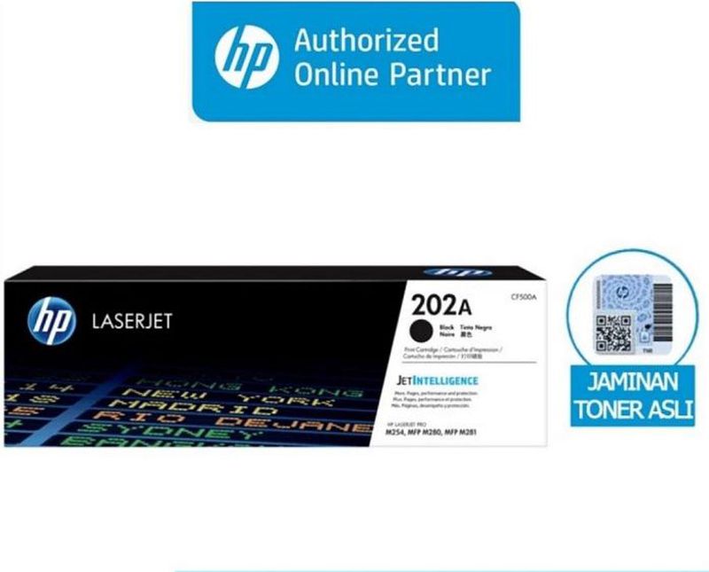 HP 202A Black Original LaserJet Toner / Tinta Cartridge ( CF500A )