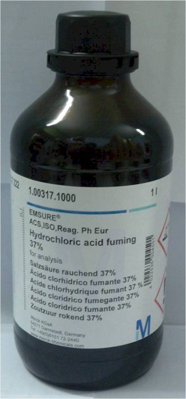 HYDROCHLORIC ACID FUMING 37% FOR ANALYSIS; 1 Liter