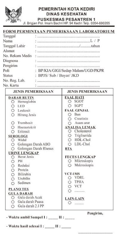 FORM PEMERIKSAAN LAB