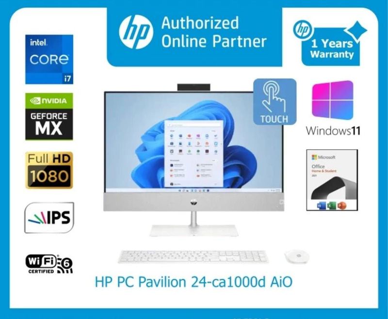 HP PC AIO Pavilion 24-ca1000d i7-12700T 8G 512G 23.8"FHD MX450 W11 OHS -no antivirus or