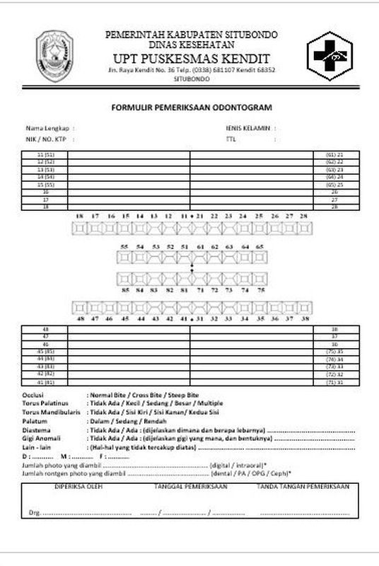RM Rajal-Formulir Pemeriksaan Odontogram