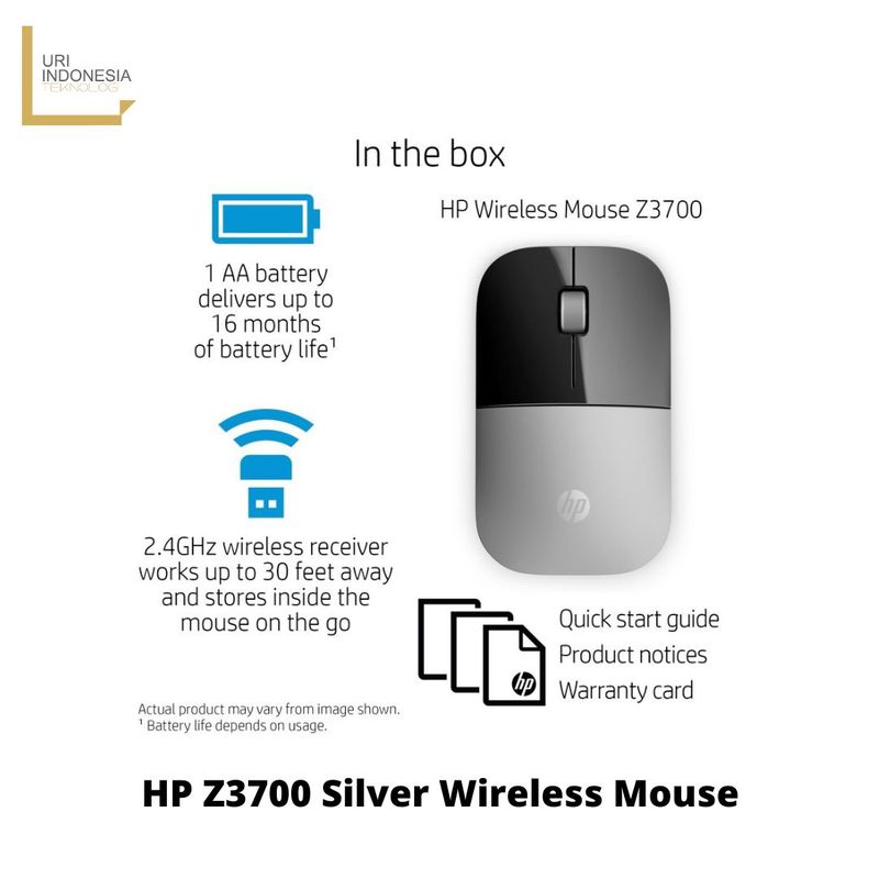 HP Z3700 Silver Wireless Mouse