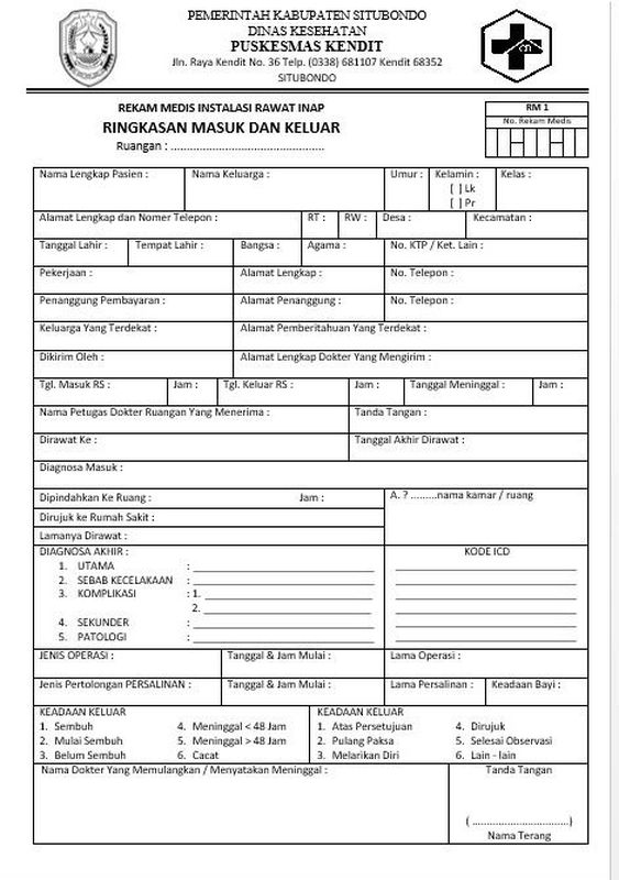 Rekam Medis Rawat Inap Kendit - RM6
