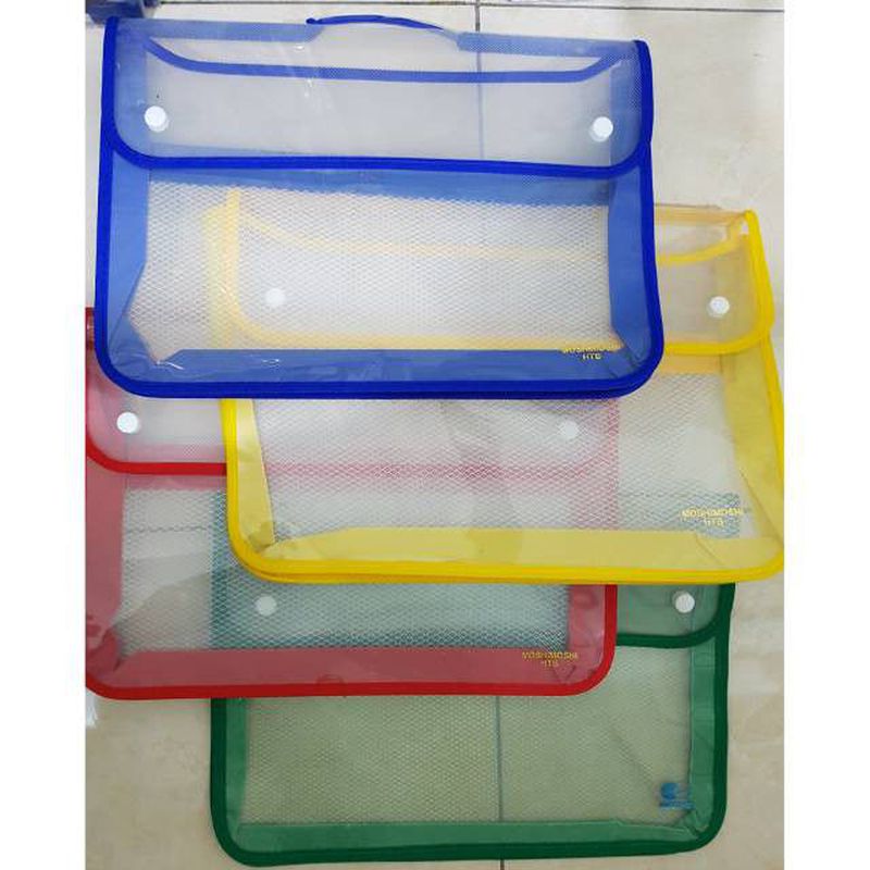 Map mika/Tas Plastik Risleting Jaring/Map Kancing custom