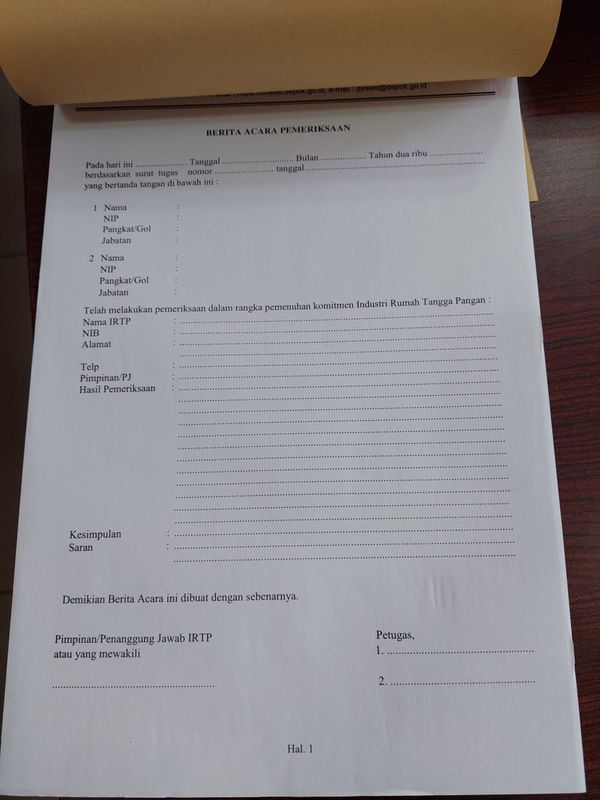 Form Berita Acara Pemeriksaan