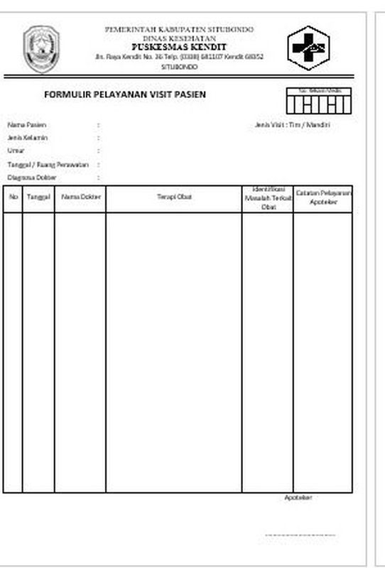 Formulir Pelayanan Visit Pasien