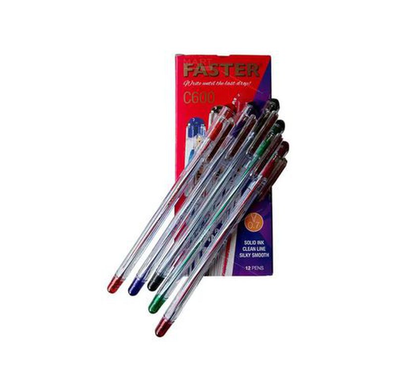 Pulpen Faster C-600 Solid INK Clean Line Silky Smoth - Biru