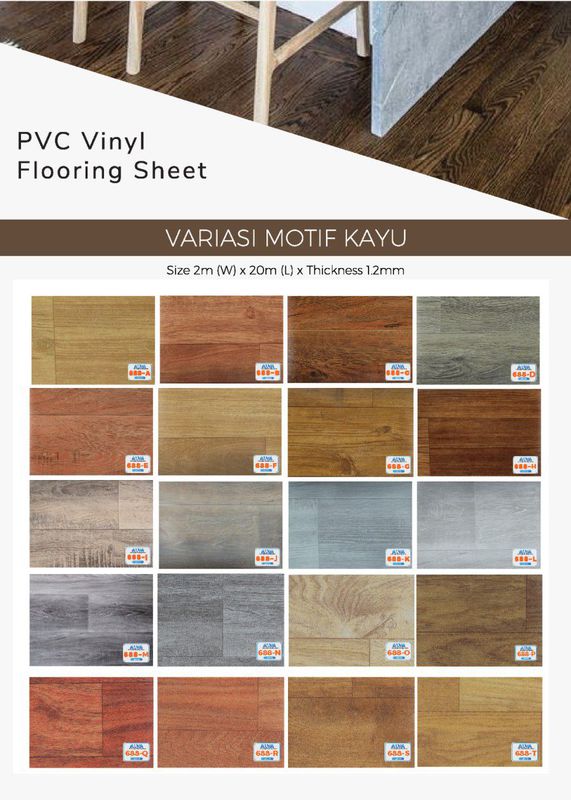 Karpet Lantai PVC / Karpet Lantai Motif Kayu / Karpet Vinyl Harga per meter