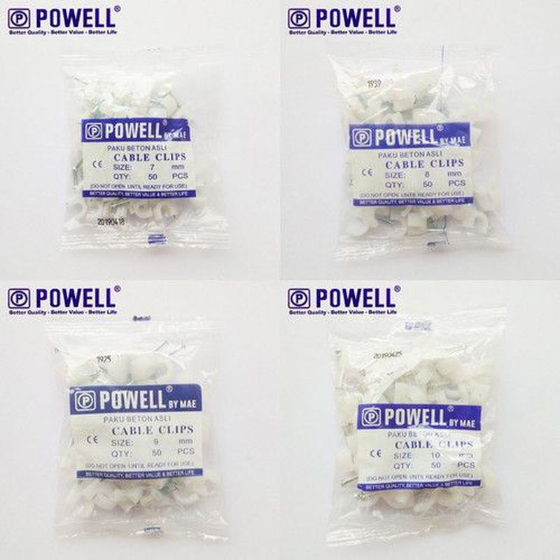 PAKU KLEM KABEL BETON / PAKU SADEL POWELL CABLE CLIP 5MM 7MM 8MM 9MM ...