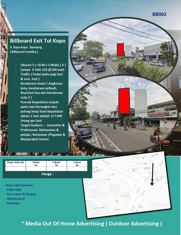Jasa sewa Billboard (Exit Tol Kopo-Bandung) - 5m x 10m 1 sisi Vertical