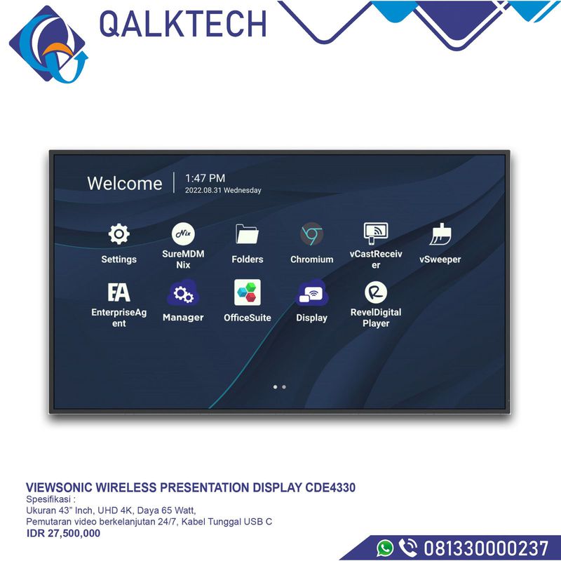 VIEWSONIC WIRELESS PRESENTATION DISPLAY CDE4330