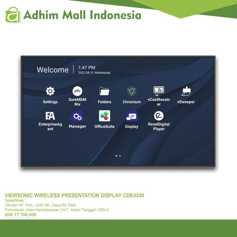 VIEWSONIC WIRELESS PRESENTATION DISPLAY CDE4330