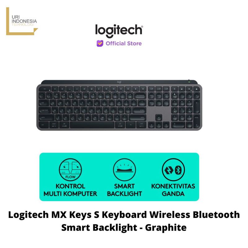 Logitech MX Keys S Keyboard Wireless Bluetooth Smart Backlight - Graphite
