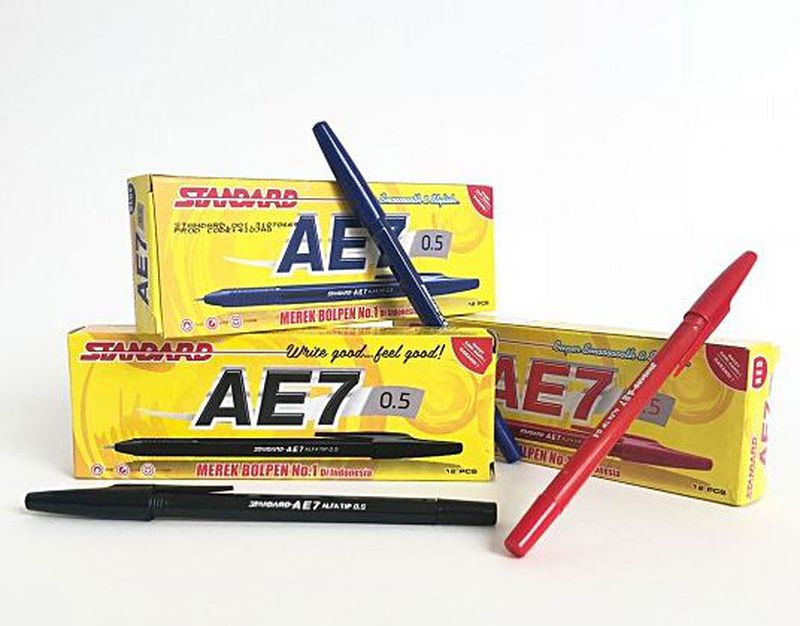 (1 pack) Pulpen Standard AE7/Bolpoin/Pen/Pulpen Hitam/Pulpen Biru/Pulpen Merah - Hitam