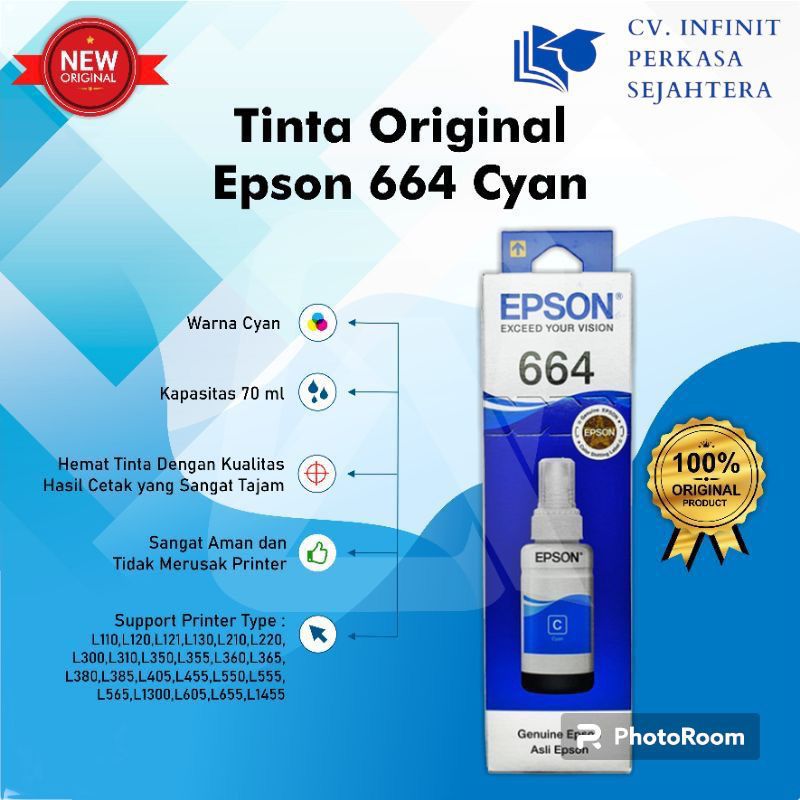 Tinta Printer 664 Epson - Cyan