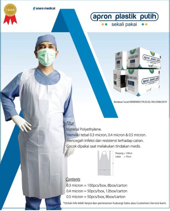 APRON PLASTIK PUTIH 0,3 MICRON