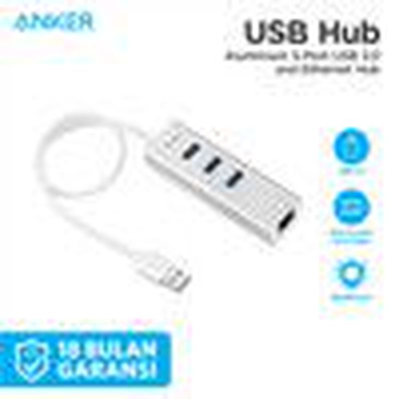 USB Hub Anker Aluminum 3-Port 3.0 with Ethernet - A7514