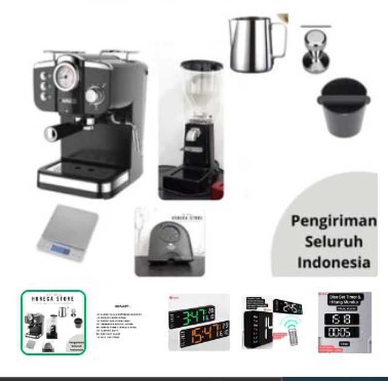Paket Kedai Kopi Simpel Mesin Espresso .Barista Set dan Grinder kopi