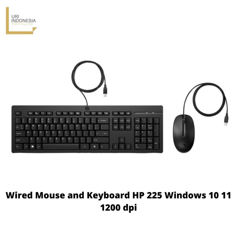 Wired Mouse and Keyboard HP 225 Windows 10 11 1200 dpi